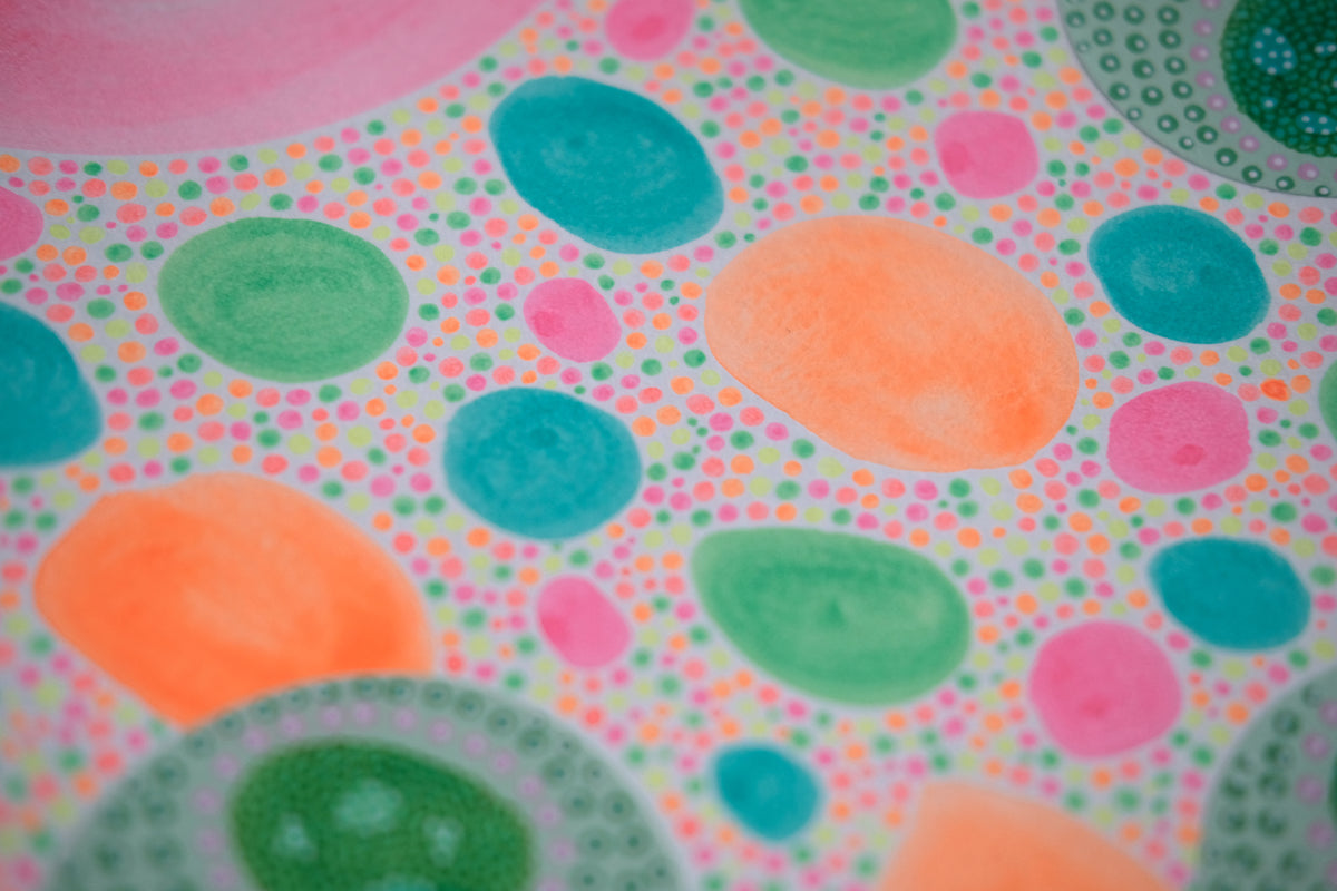 Pastel Neon Rainbow Abstract Collage Art – Naomi Vona Art