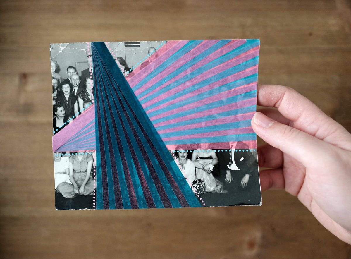 Abstract Washi Tape Collage On Vintage Group Photo – Naomi Vona Art